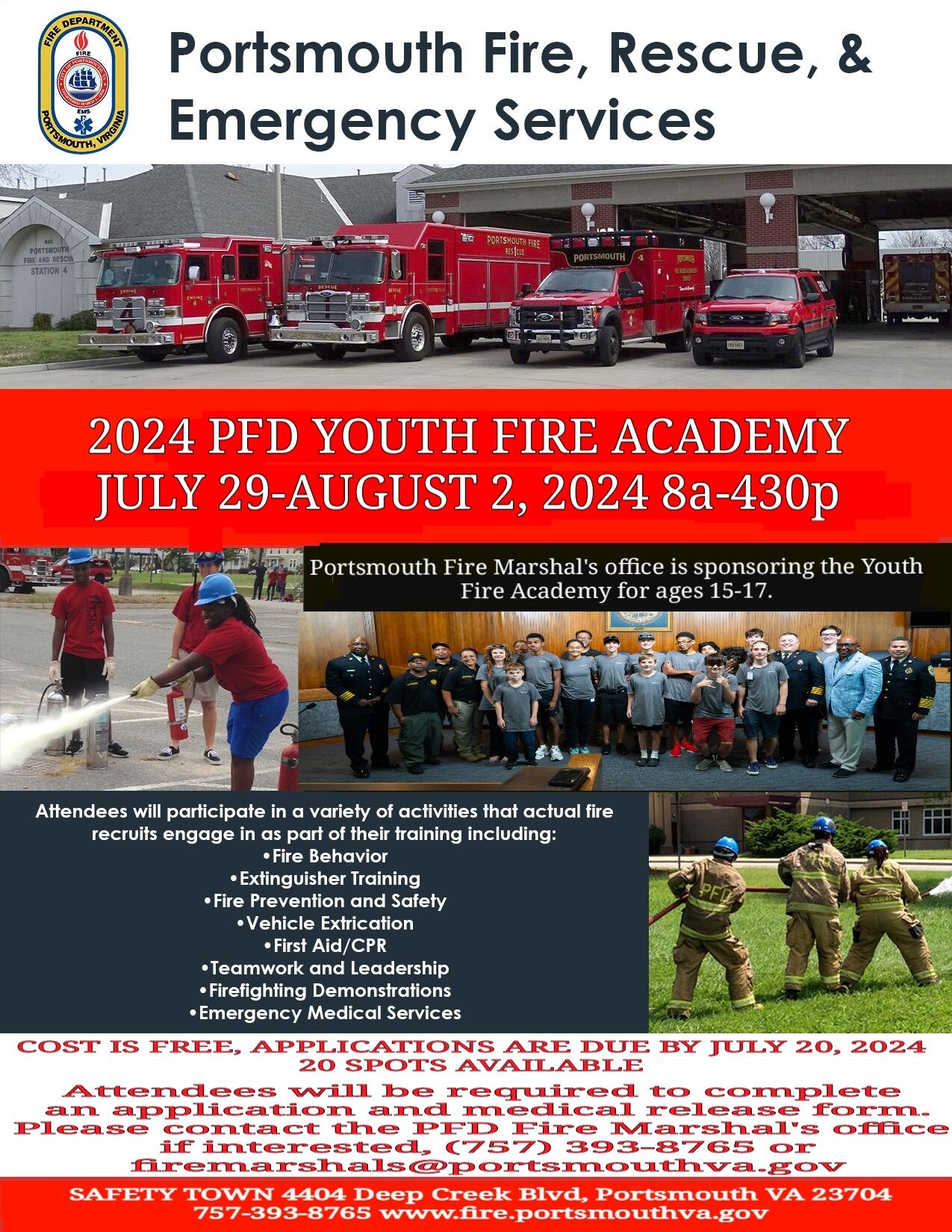 Portsmouth Fire Rescue and Emergency Services 2024 Youth Fire Academy ...