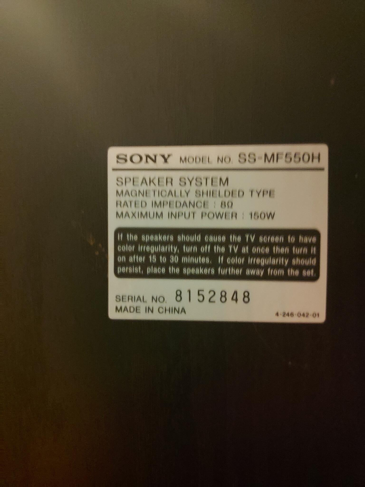 Sony SS-MF550H Floor Speakers for $105 in West Haven, CT | For Sale ...