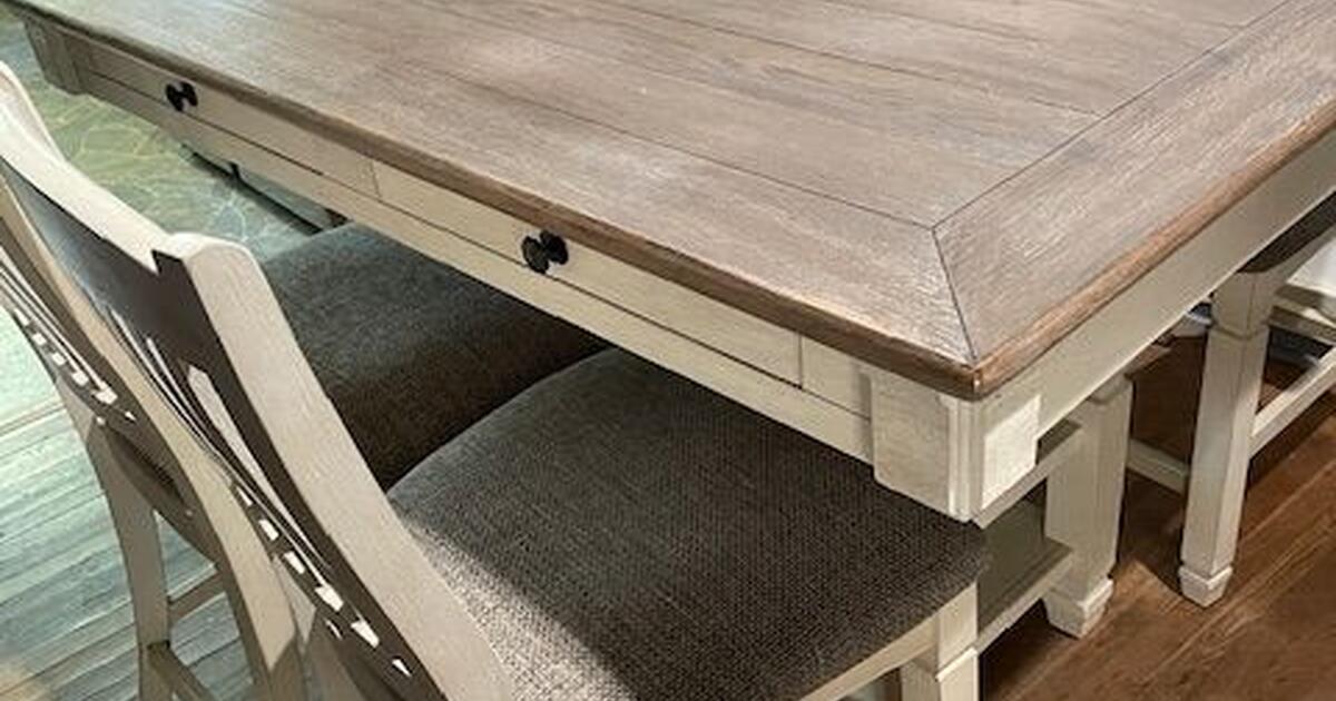 Farmhouse White Dining Table and 4 Chairs for $210 in Indianapolis, IN ...