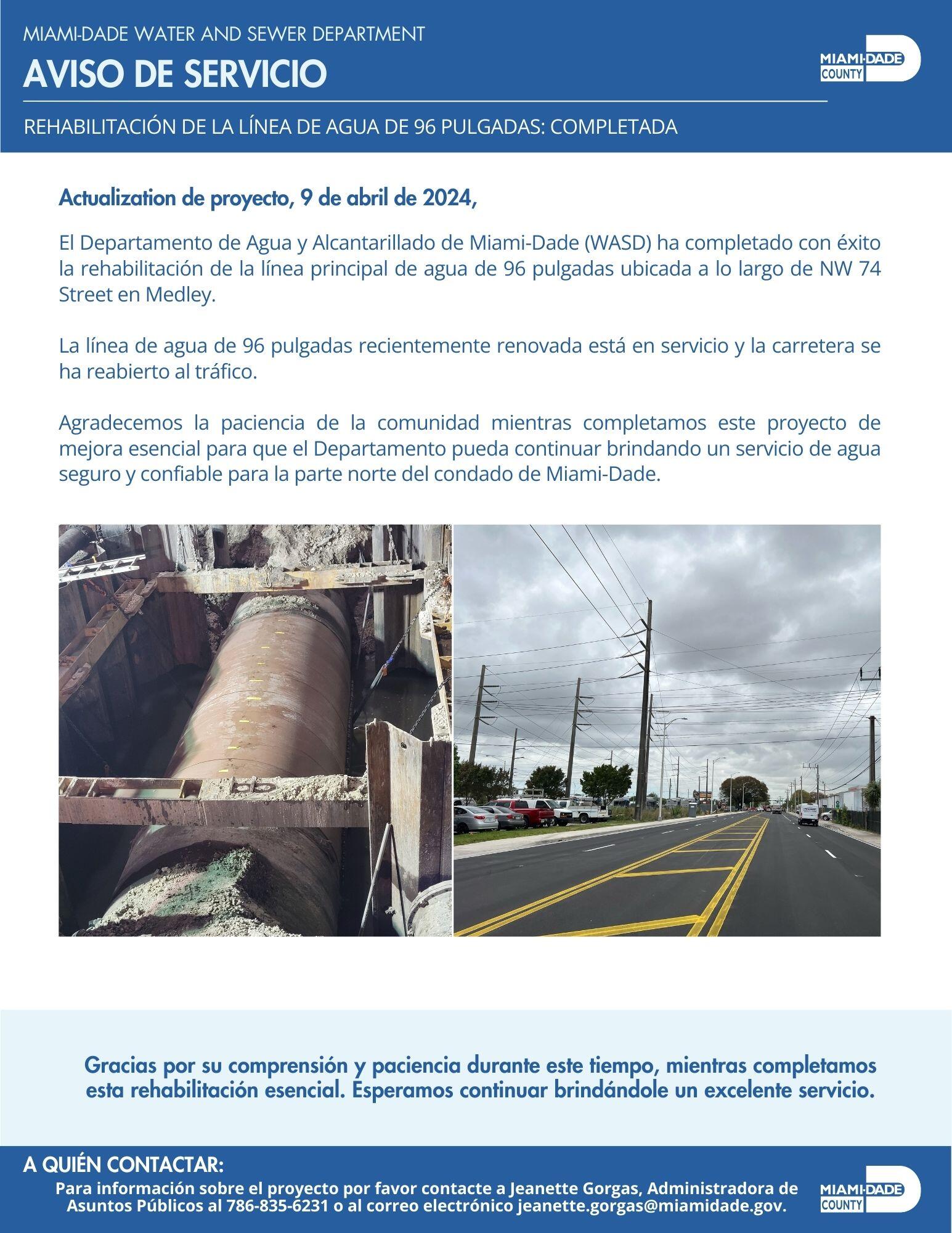 Project Update April 9, 2024: The Miami-Dade Water and Sewer Department ...