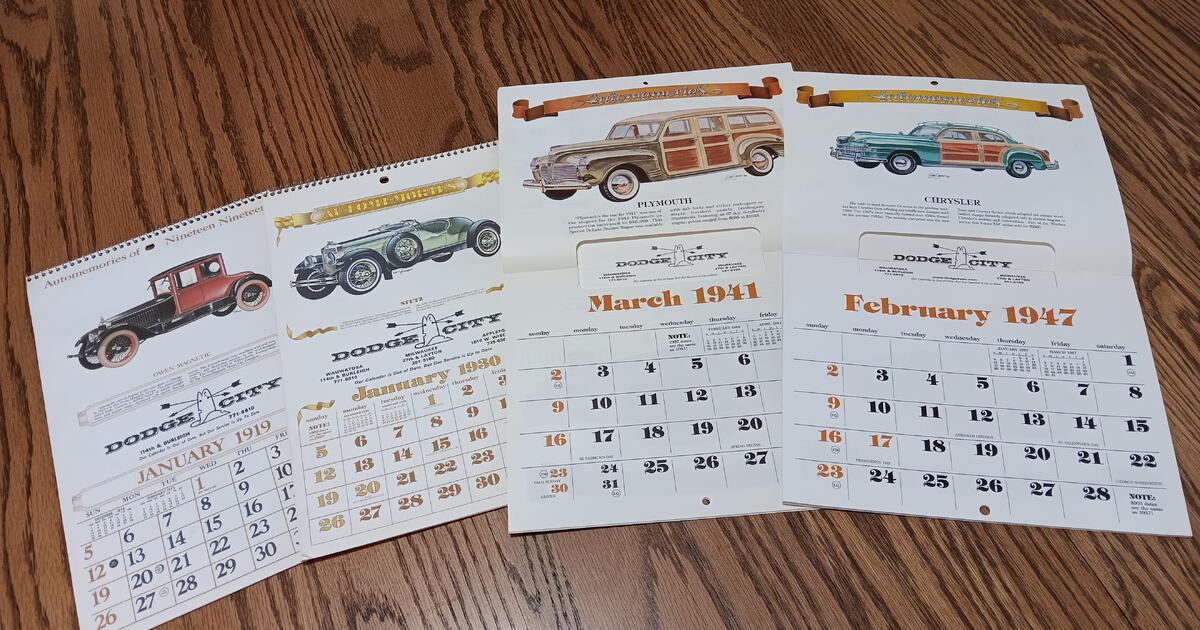 Calendars With Antique and Vintage Cars READ DETAILS for $10 in ...