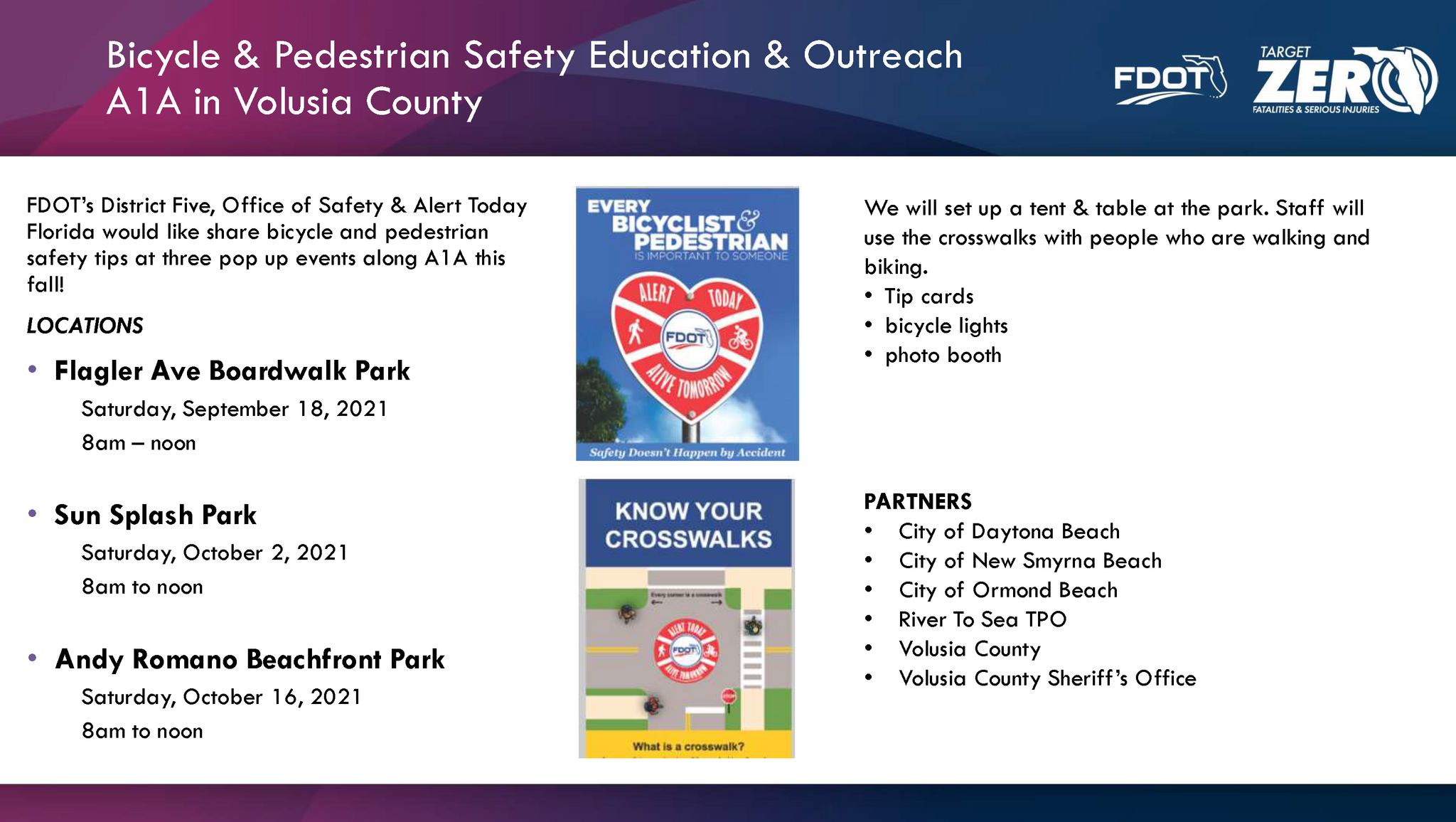 FDOT staff to share pedestrian safety tips at Flagler Boardwalk Sept ...
