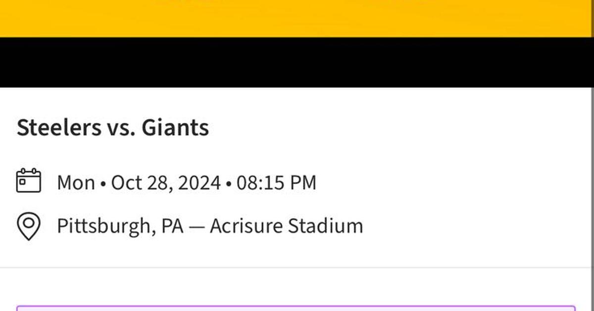 Steelers vs. Giants Tickets for $225 in Pittsburgh, PA | For Sale ...