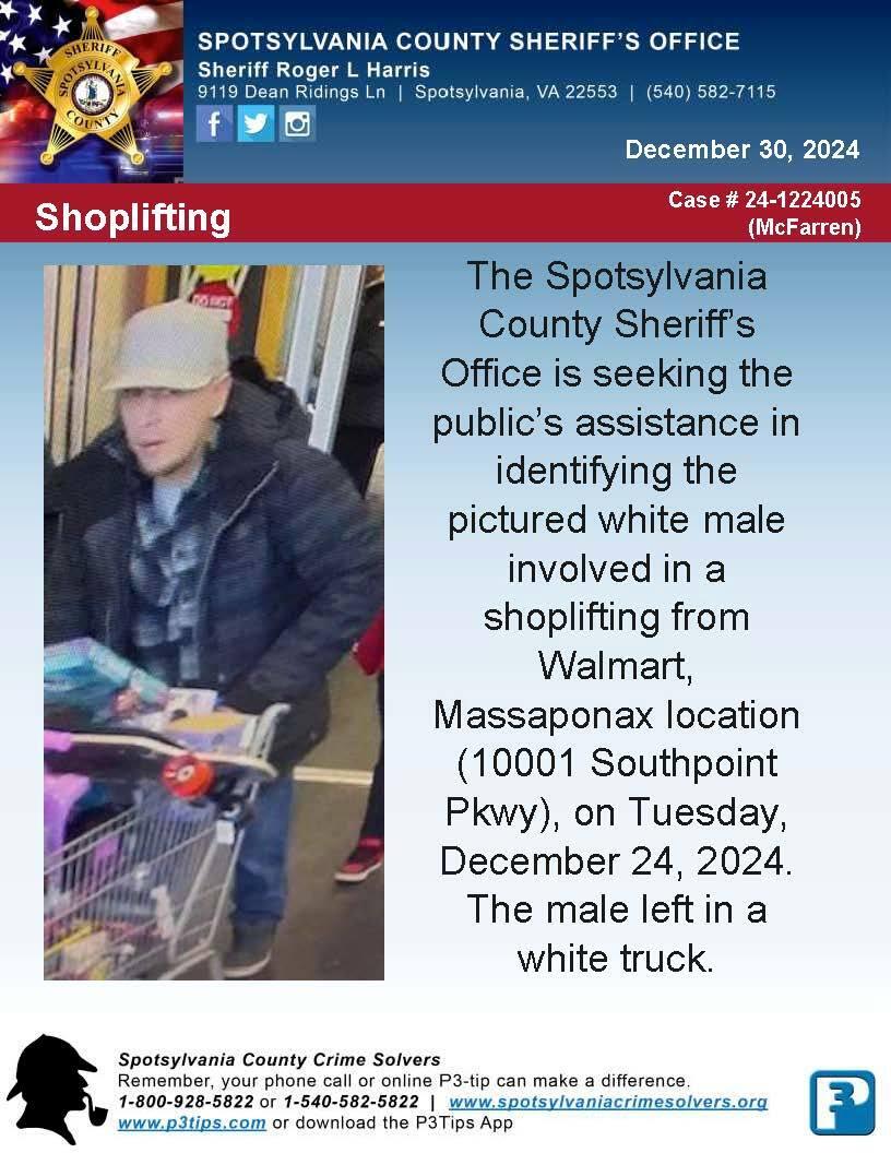 An anonymous tip through our P3 system may result in a financial reward. (Spotsylvania Sheriff's ...