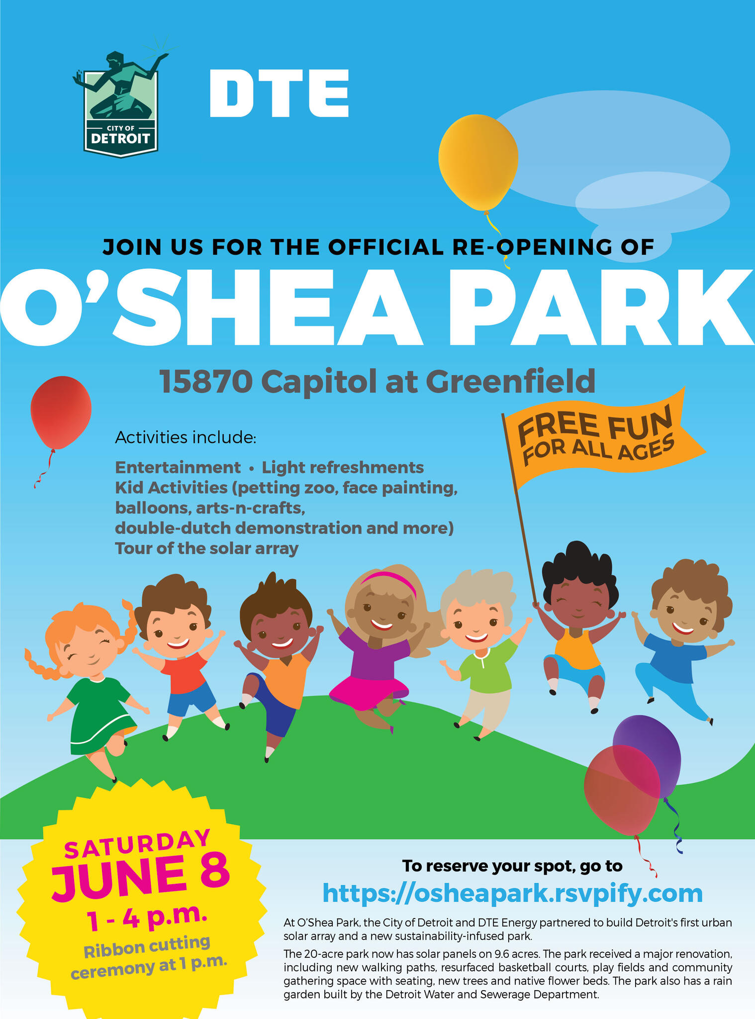 O'Shea Park Grand Re-Opening - June 8 (City of Detroit) — Nextdoor ...