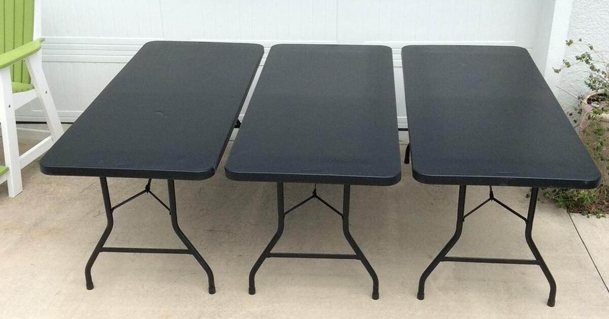 Cosco 6-ft Straight Rectangle Black Resin Folding Banquet Tables - 1 ...