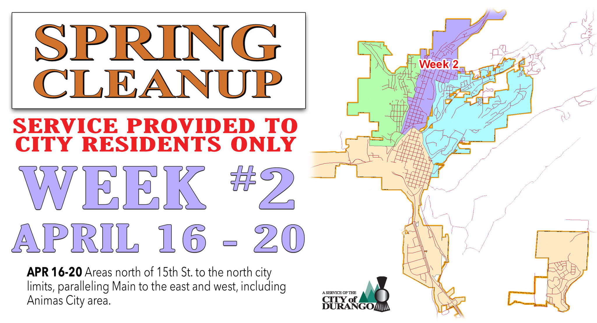 Spring Cleanup Week 2 begins April 16 (City of Durango) — Nextdoor ...