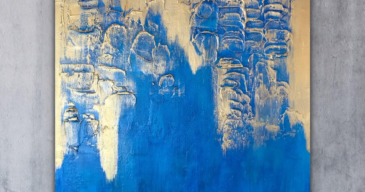 One of Many, New Abstract Painting, Local Artist, Blue and Gold ...