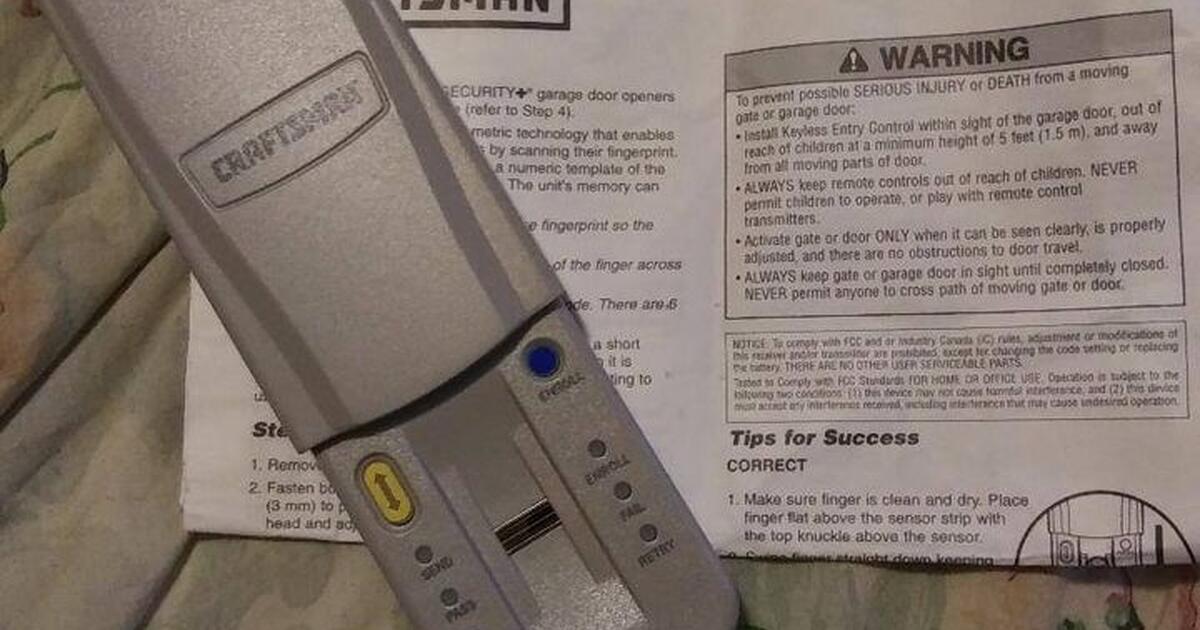 CRAFTSMAN KEYLESS FINGERPRINT SCANNER , GARAGE DOOR OPENER for $5 in ...