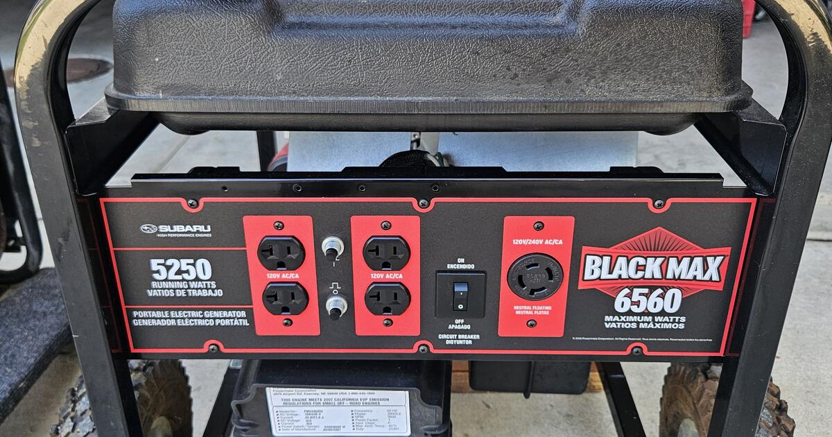Black Max 6560 Portable Electric Generator for $210 in Hemet, CA | For ...