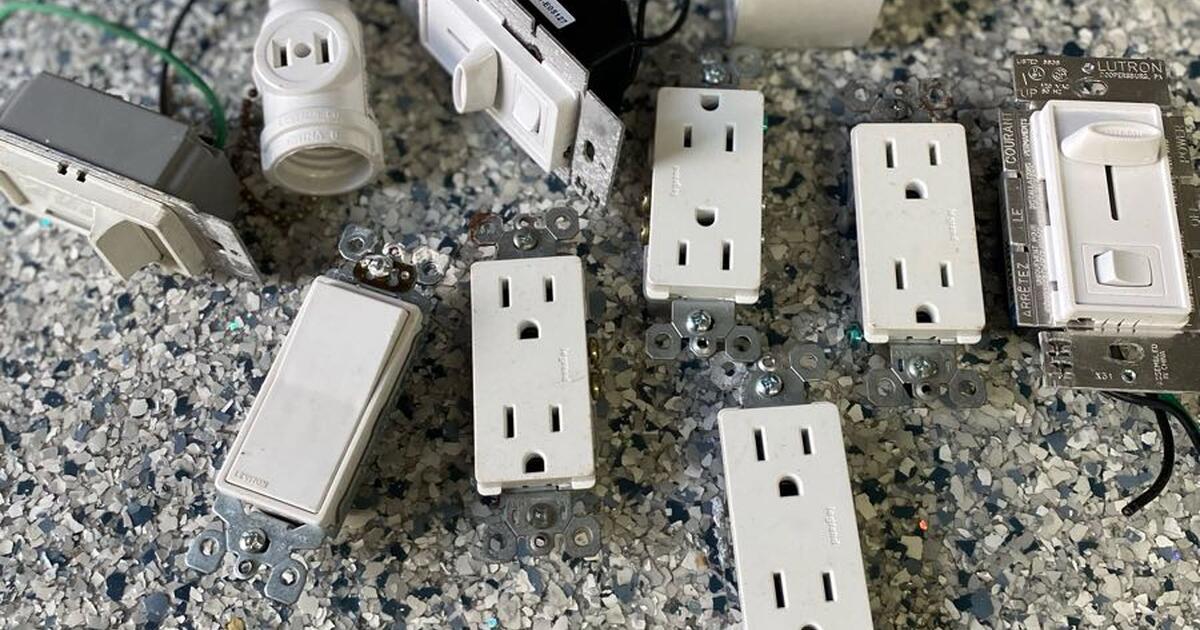 Assorted Electrical Outlets, Dimmers and Switches, White, selling as ...