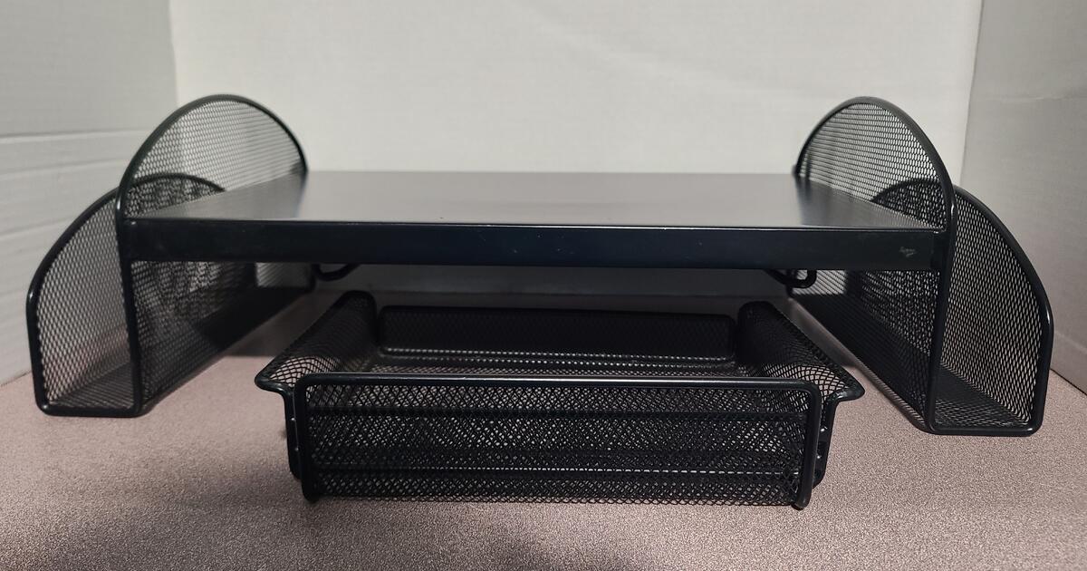 Wire mesh desk organizer monitor stand for $10 in Fredericksburg, VA ...