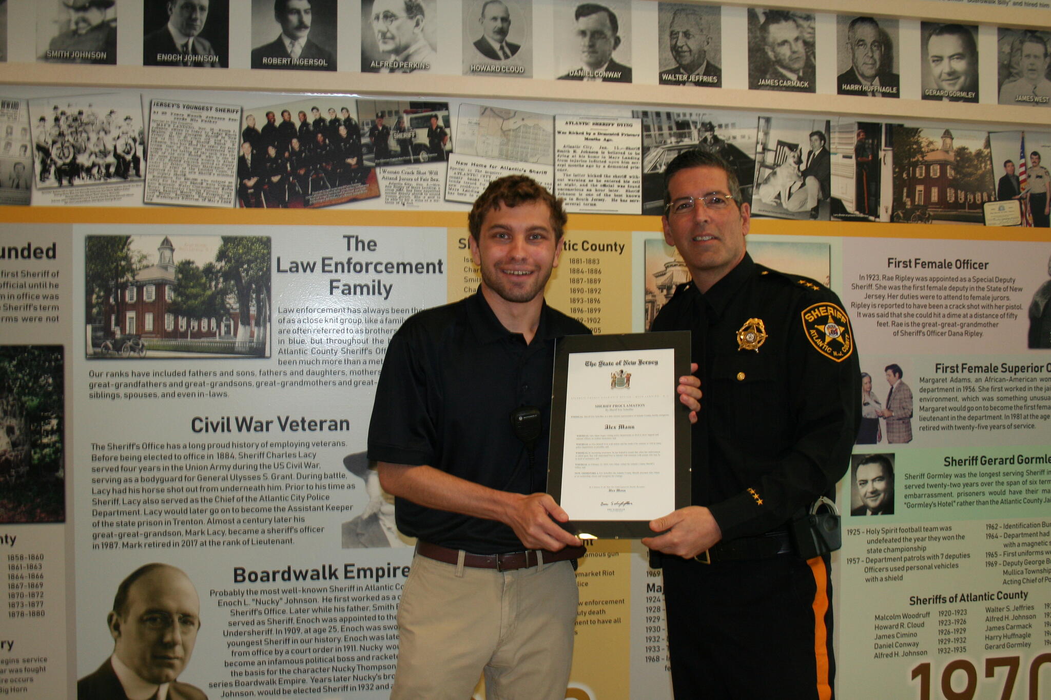 Sheriff Scheffler welcomed Alex Mann to the Atlantic County Sheriffs ...