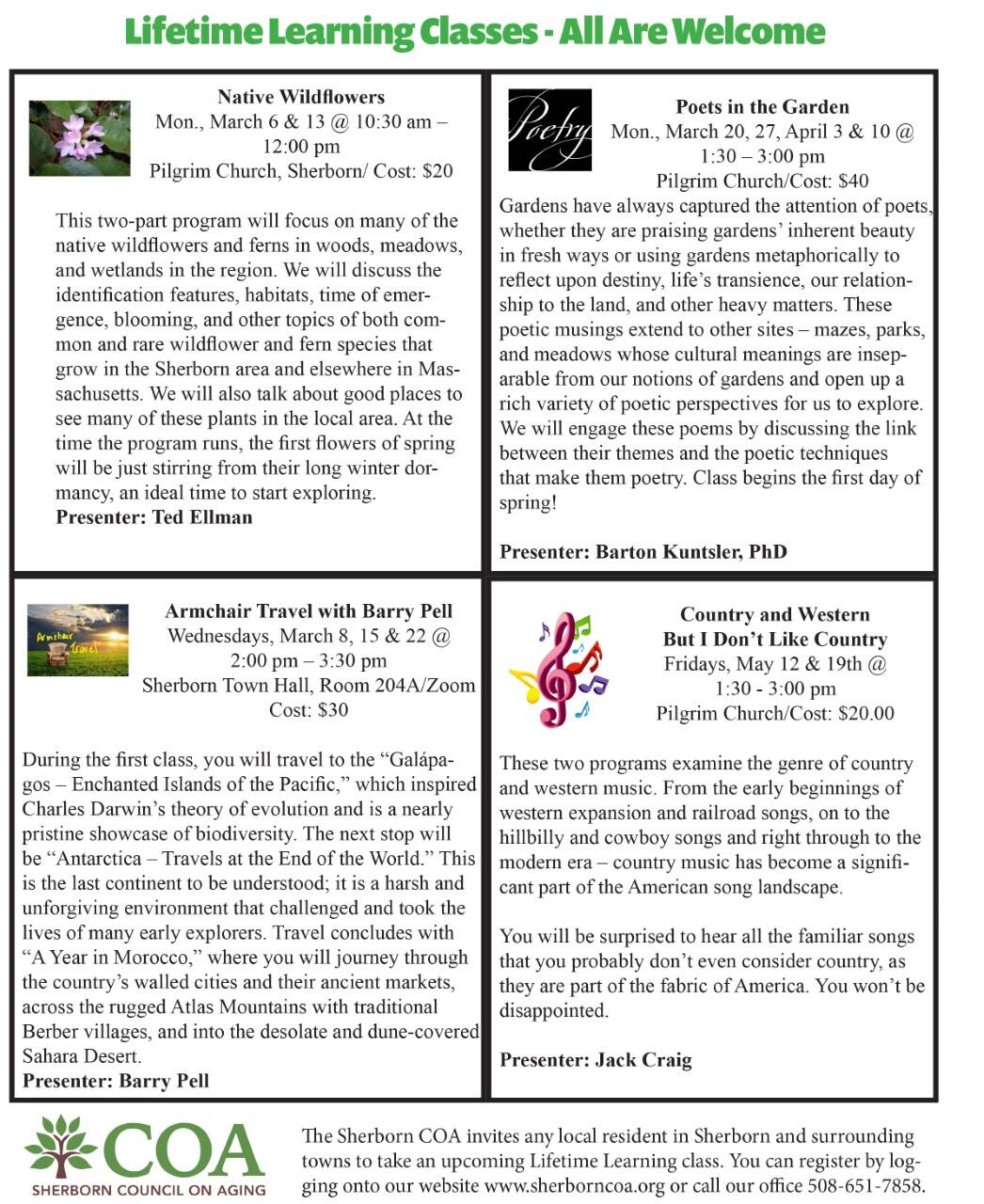 Lifetime Learning - New Classes Starting Soon! (Town of Sherborn ...