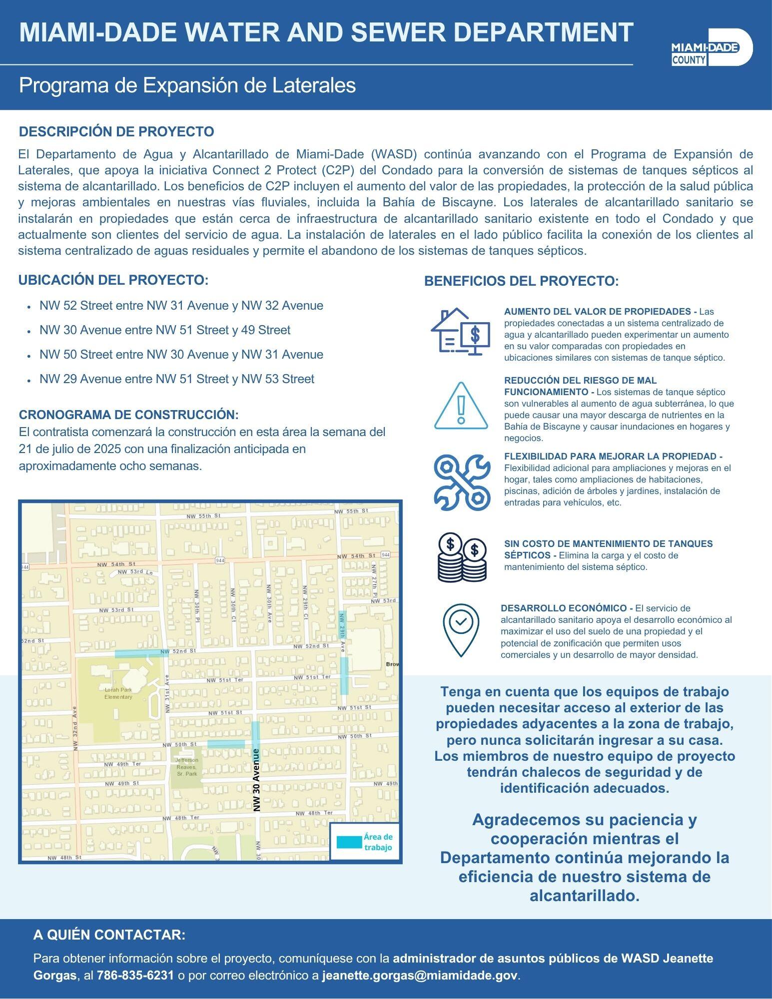 The Miami-Dade Water and Sewer Department (WASD) continues the Lateral ...