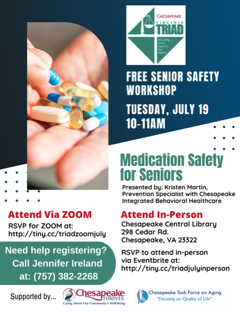 Free Senior Workshop: Medication Safety for Seniors (Chesapeake Police ...