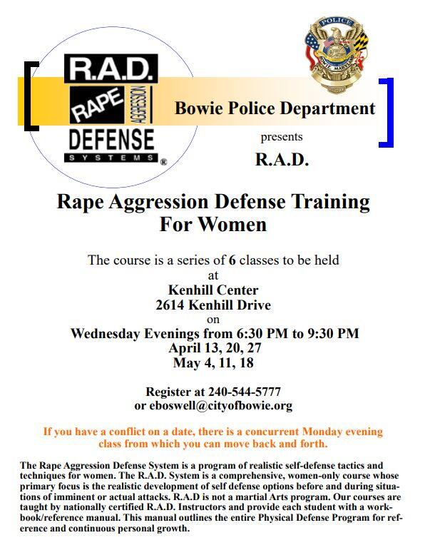 April 2022 RAD course now enrolling 🥊 (Bowie Police Department ...