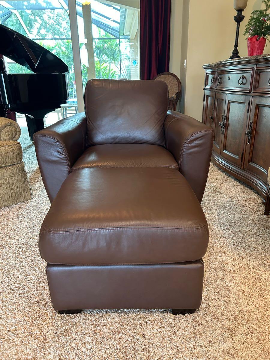 Palliser Leather chair and ottoman for $250 in Sarasota, FL | For Sale ...