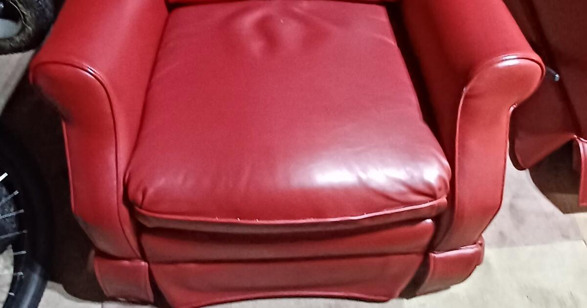Red Faux swivel recliner Rocker and beige cottage loveseat for $300 in ...