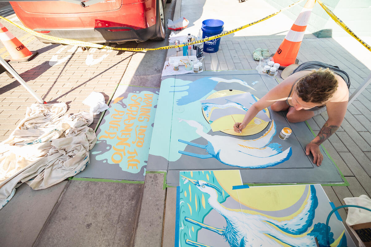 Installation of the Artwork For the City of Redding's "Drains Into The ...