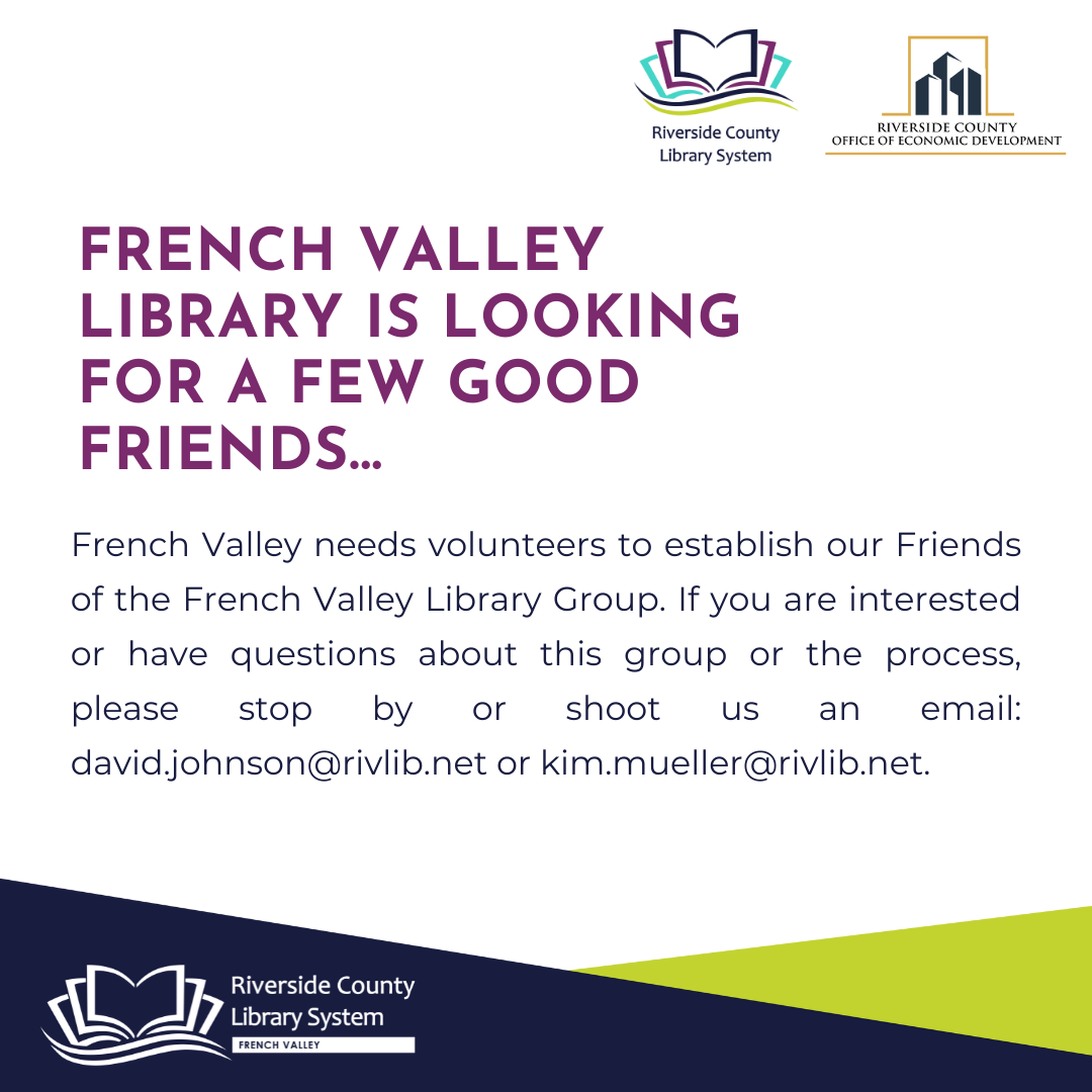 French Valley Library Seeking Volunteers (County of Riverside ...