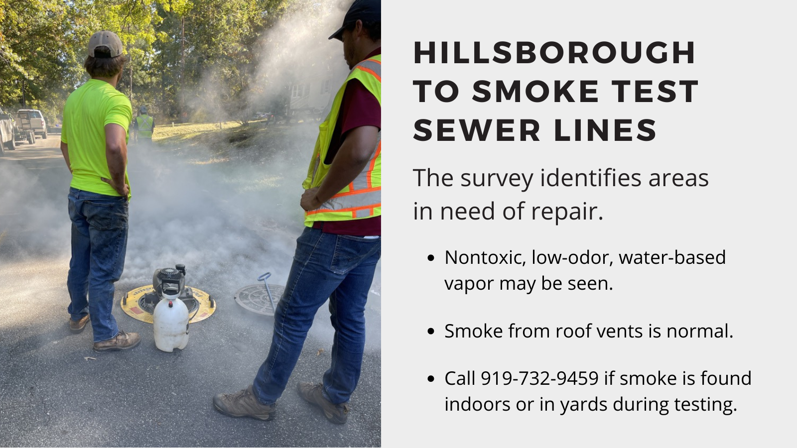 Hillsborough to Perform Smoke Testing on Sewer Lines (Town of ...