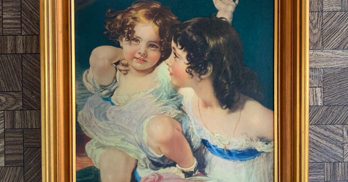 Vintage 19x23" Thomas Lawrence "The Calmady Children" Framed Print for ...