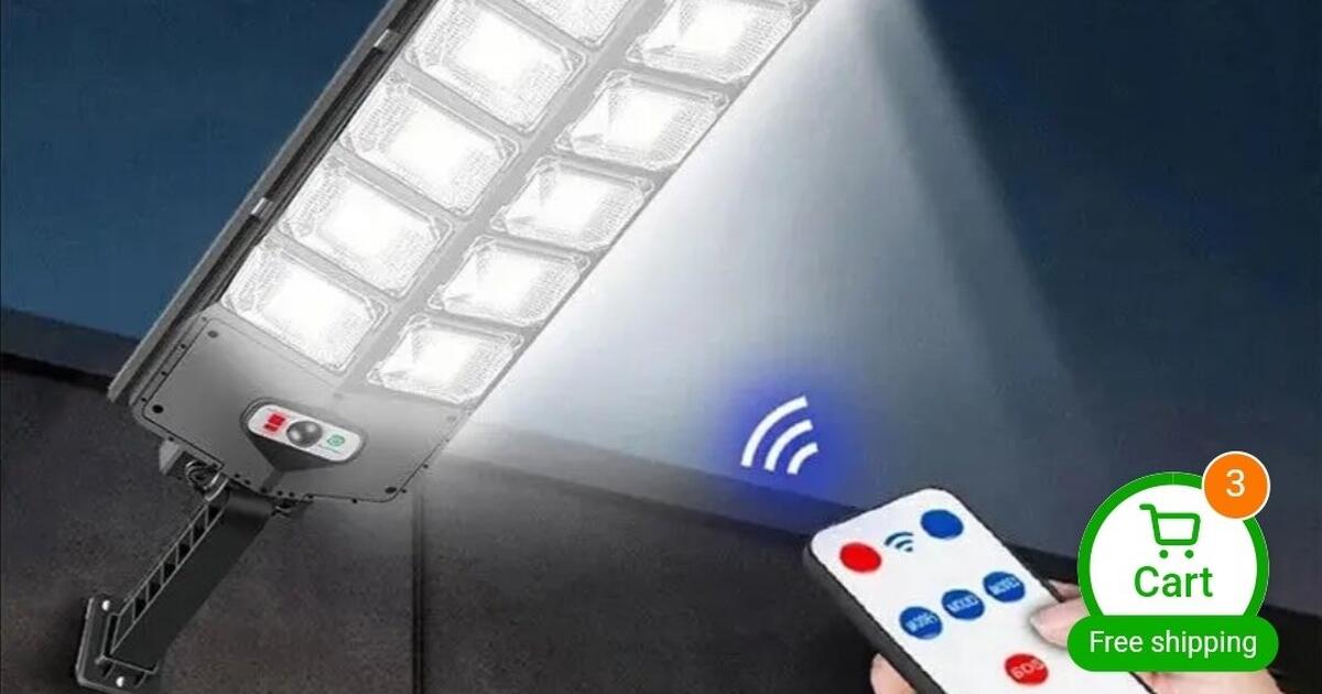 Flood Ligh Light Post LED Solar Driveway Backyard Motion Sensor 200000K ...