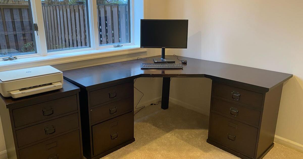 Pottery Barn wooden corner desk for $150 in Lawrence Township, NJ | For ...