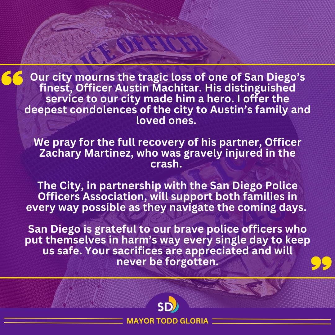 Today, we mourn the tragic loss of Officer Austin Machitar, a true hero ...