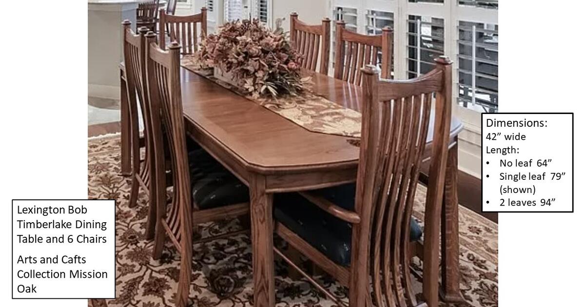 Dining Room Table and 6 Chairs, Bob Timberlake by Lexington for $500 in ...