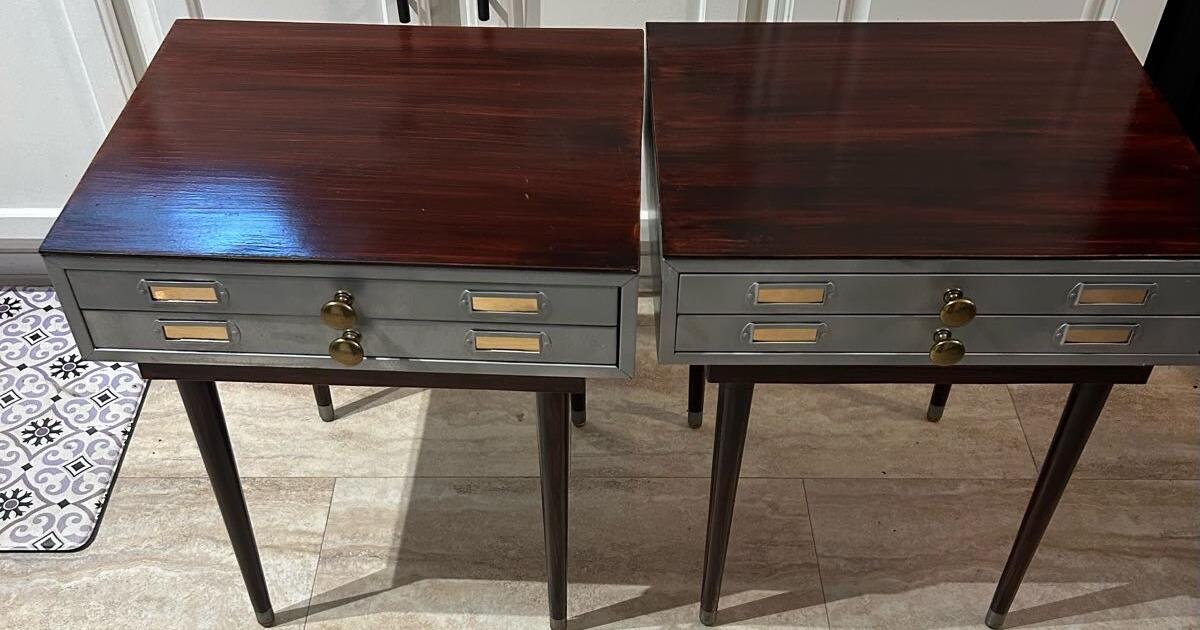 2 end tables made from film reel drawers for $80 in Westerville, OH ...