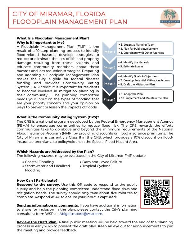 We are developing a Floodplain Management Plan and we need your input ...