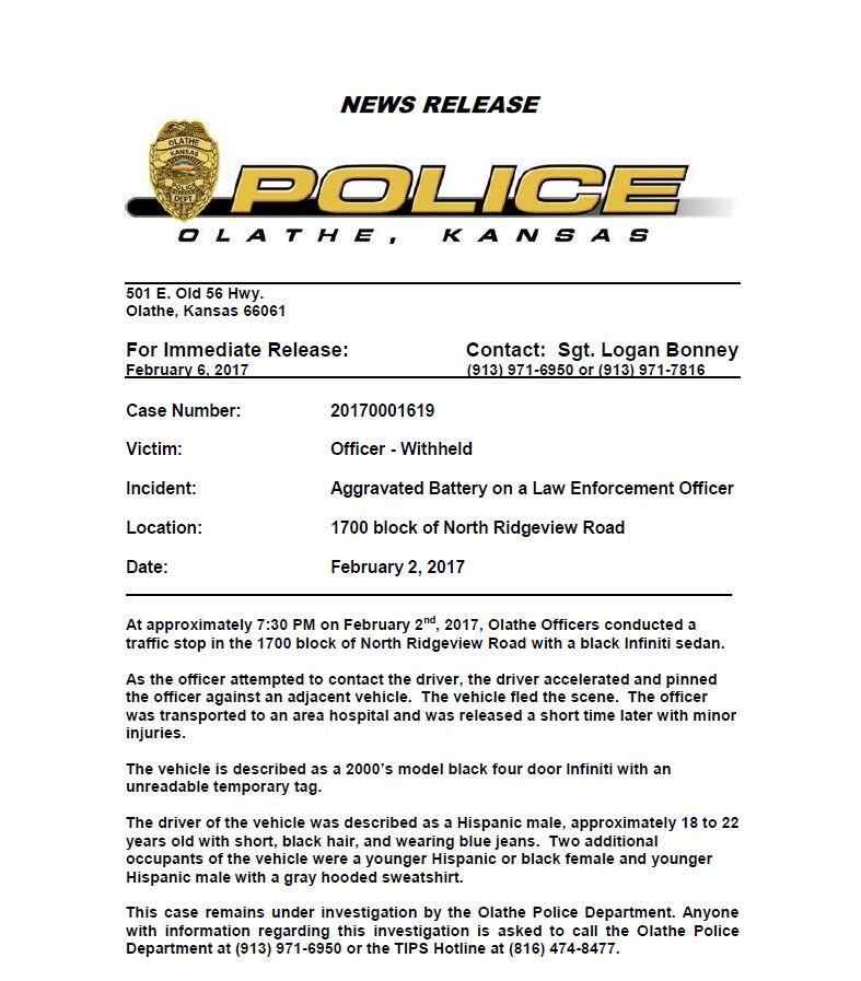 Aggravated Battery on a Law Enforcement Officer (Olathe Police ...