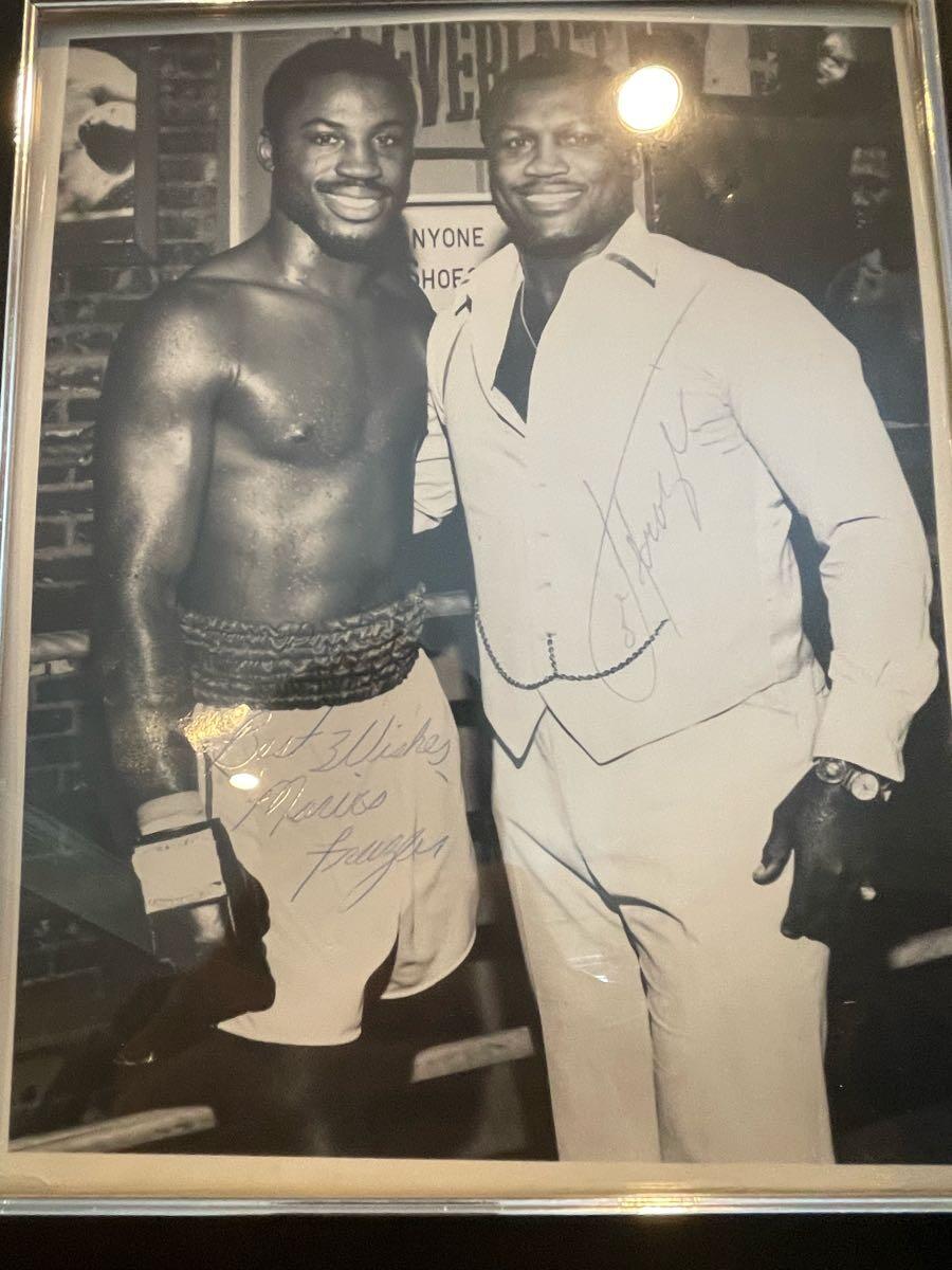 AUTOGRAPHEDBLACK AND WHITE INK SIGNED SMOKIN JOE FRAZIER AND SON MARVIS ...