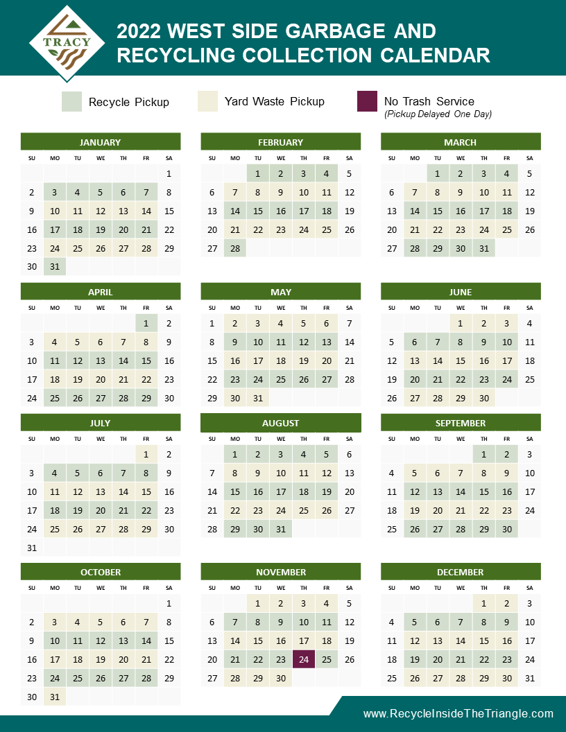 Updated Westside Garbage and Recycling Collection Calendar (City of ...