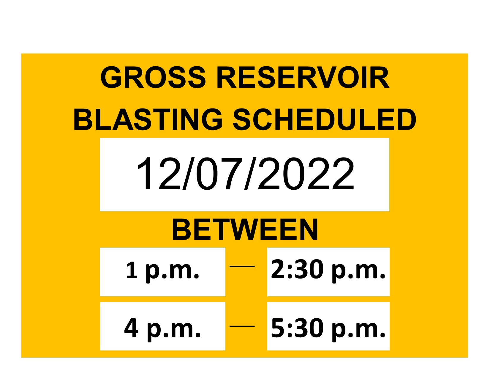 Gross Reservoir Expansion Project blasting notification (Denver Water ...