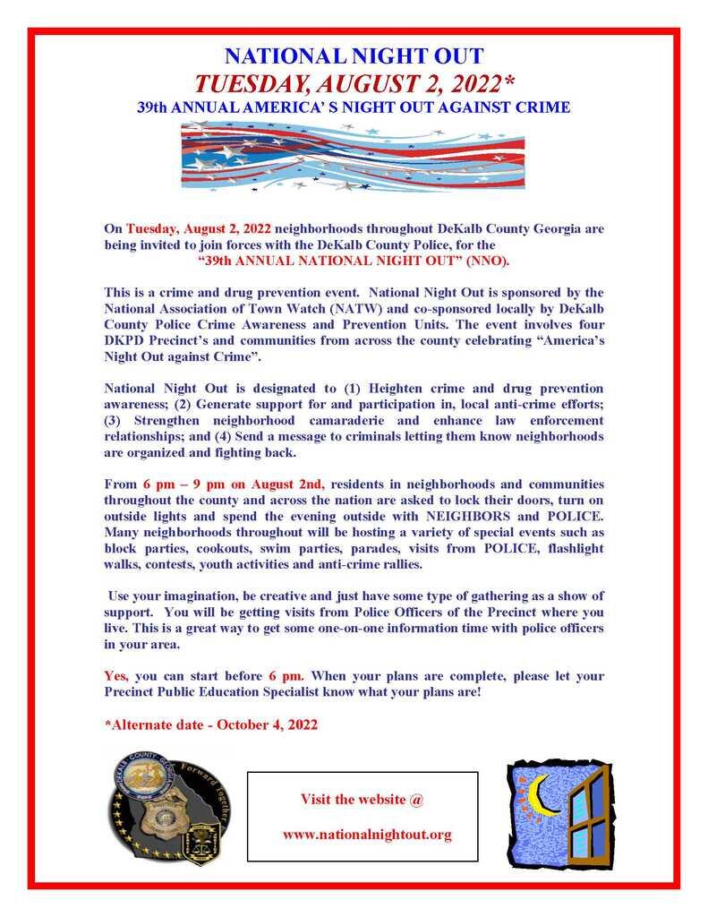 NATIONAL NIGHT OUT is Tuesday August 2, 2022! ... (DeKalb County Police ...