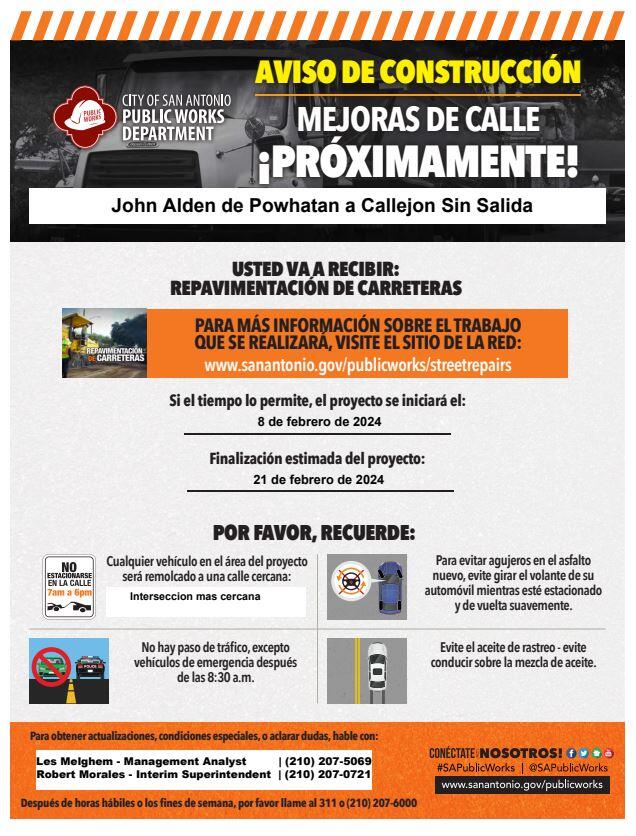 Construction Update: Please see attached notification for the following ...