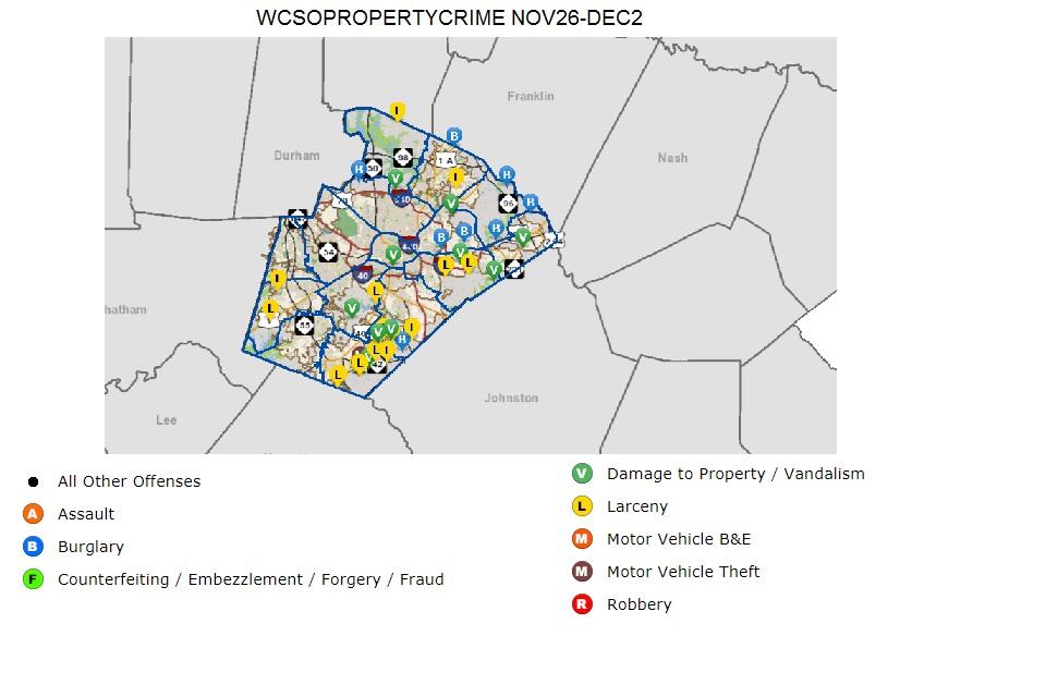 Wake County Property Crime Map Nov26-Dec2 (Wake County Sheriff's Office ...