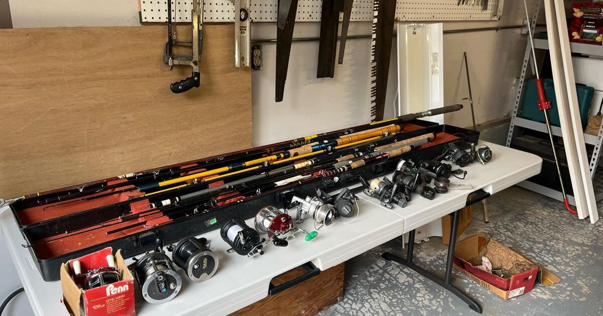 Selling all husband’s fishing rods and reels and tackle for Free in ...
