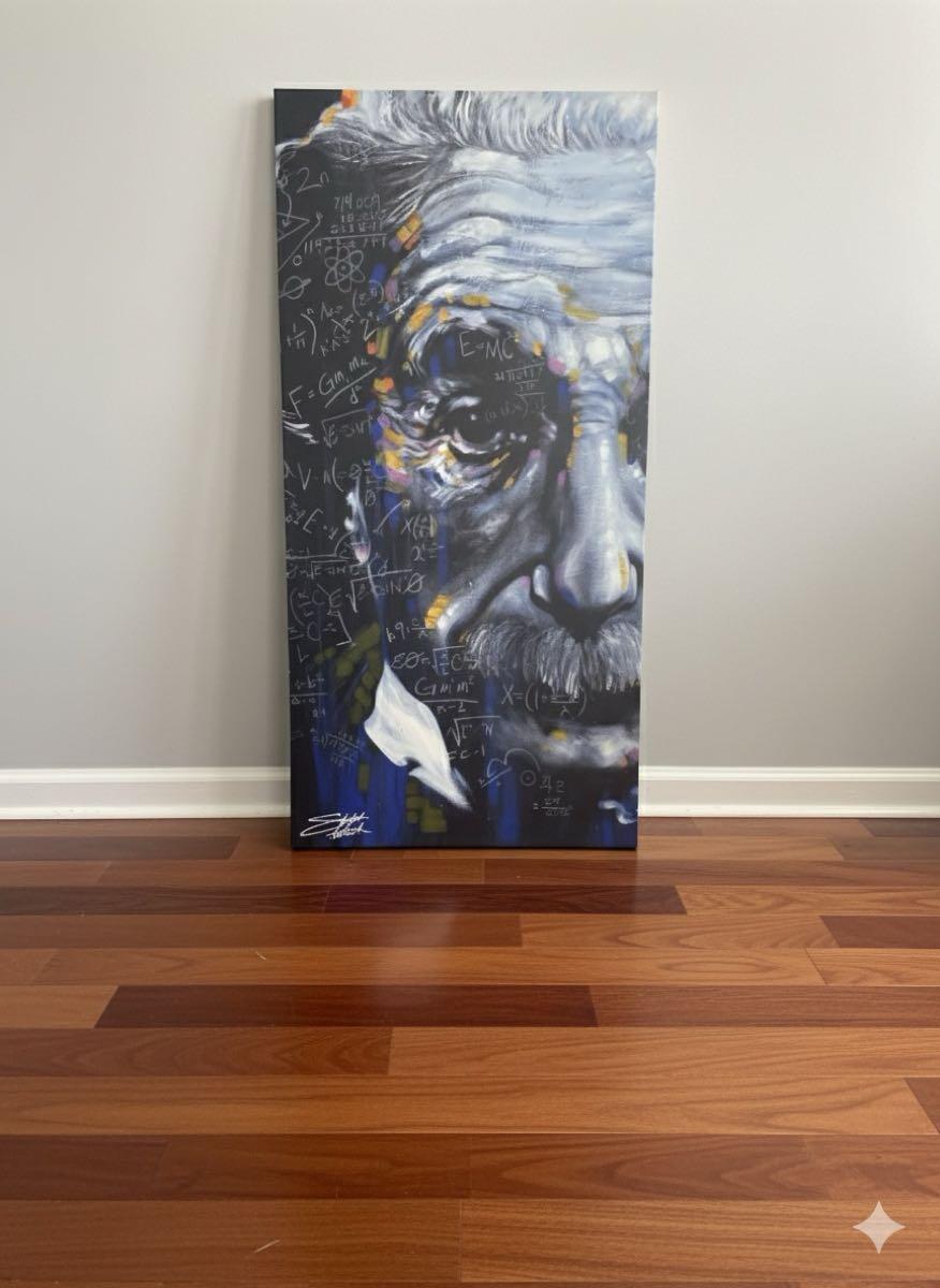 Vibrant Pop Art Canvas – Albert Einstein by Stephen Fishwick, Signed ...