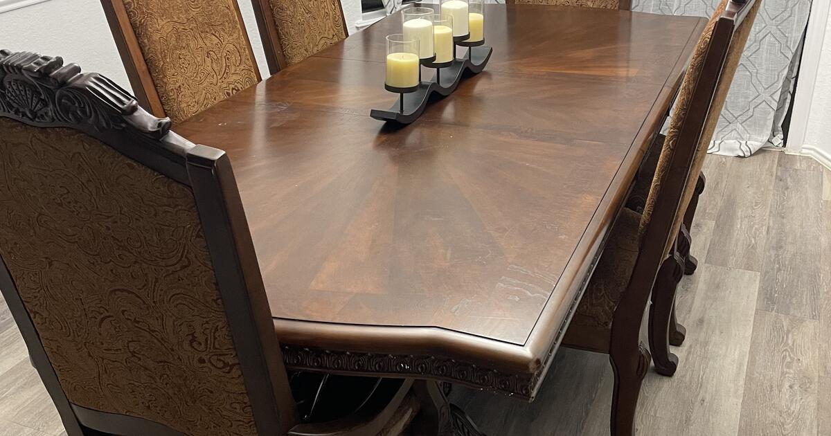 Dining Room Table, Ashley Furniture North Shore Collection, 8 chair. 2 ...