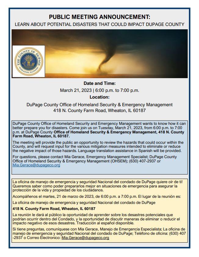 DuPage County wants to know how we can better prepare you for disasters ...