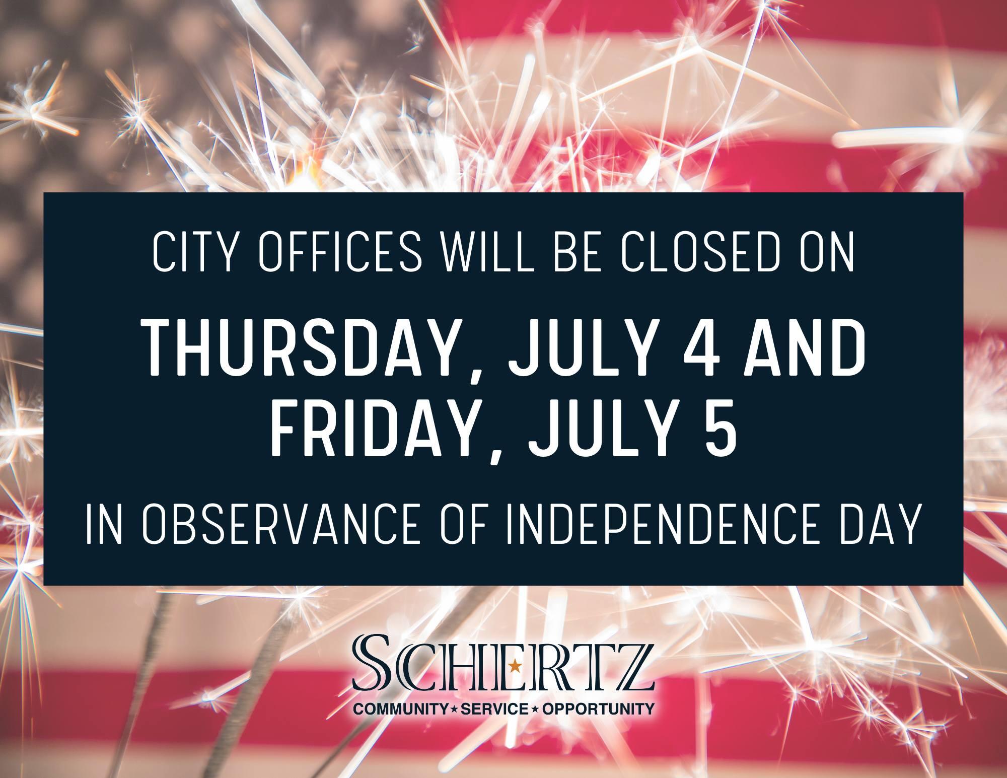 City Offices will be closed on Thursday, July 4 and Friday, July 5 in ...