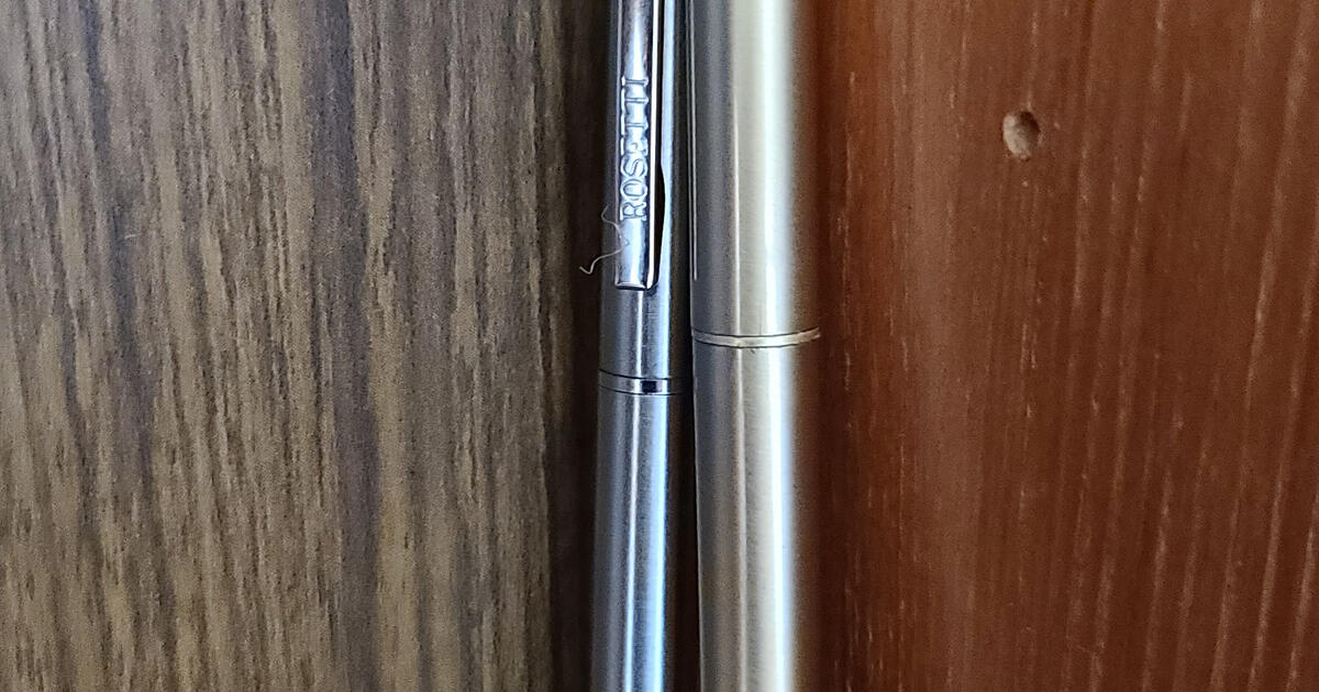 $1. Pair of Ballpoint Pens-Silver Rosetti with Blue Ink and Brushed ...