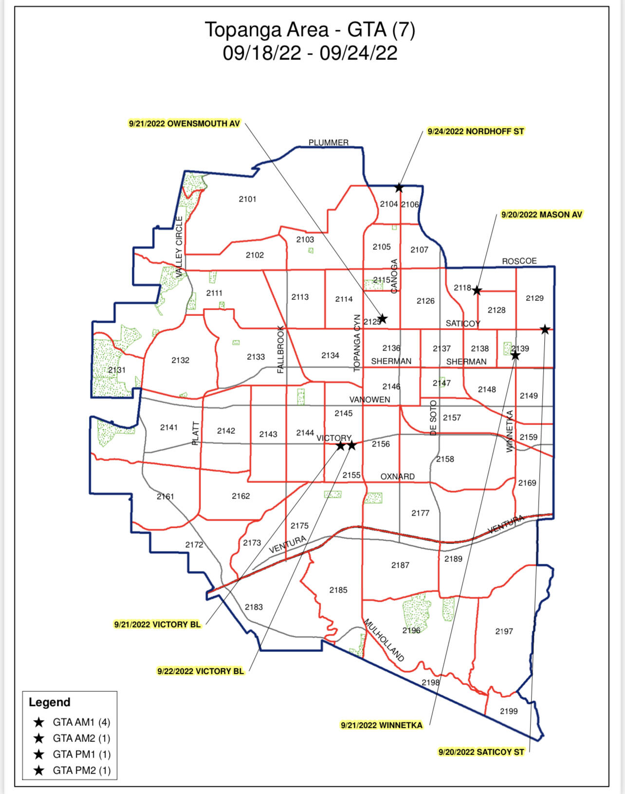 LAPD TOPANGA DIVISION WEEKLY CRIME MAPS (Los Angeles Police Department ...