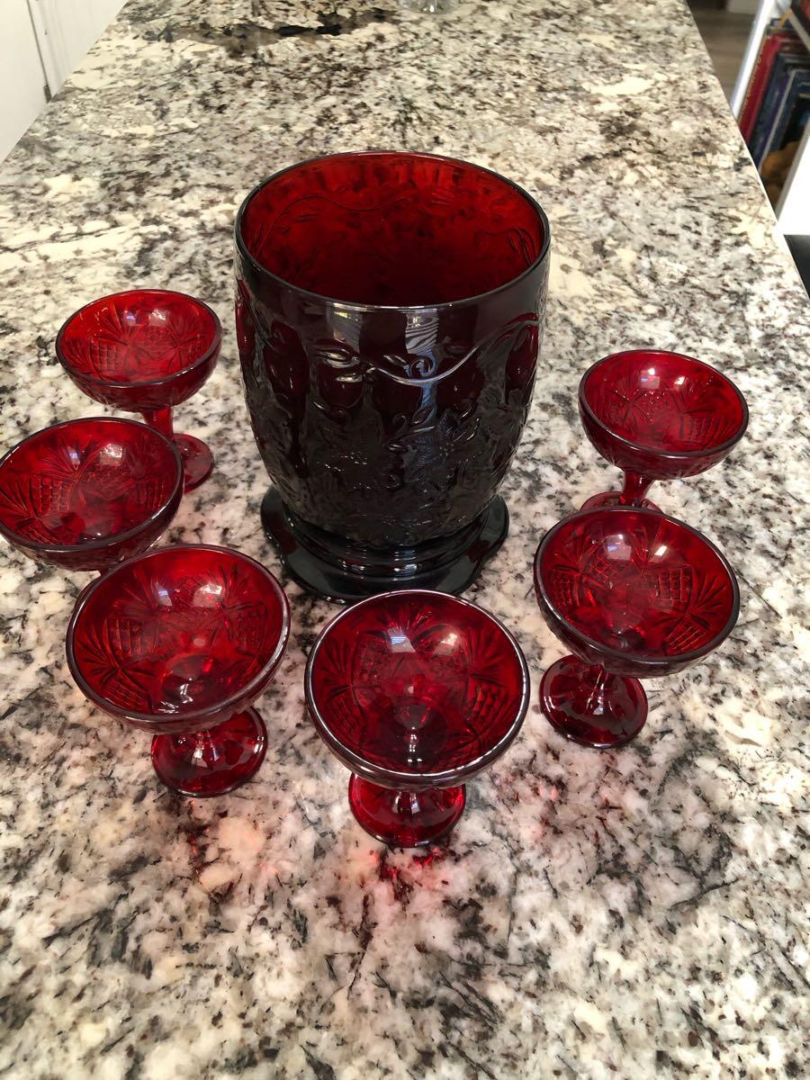 Dublin Ruby Red Crystal Vase and Dessert Glasses for $10 in Dallas, TX ...