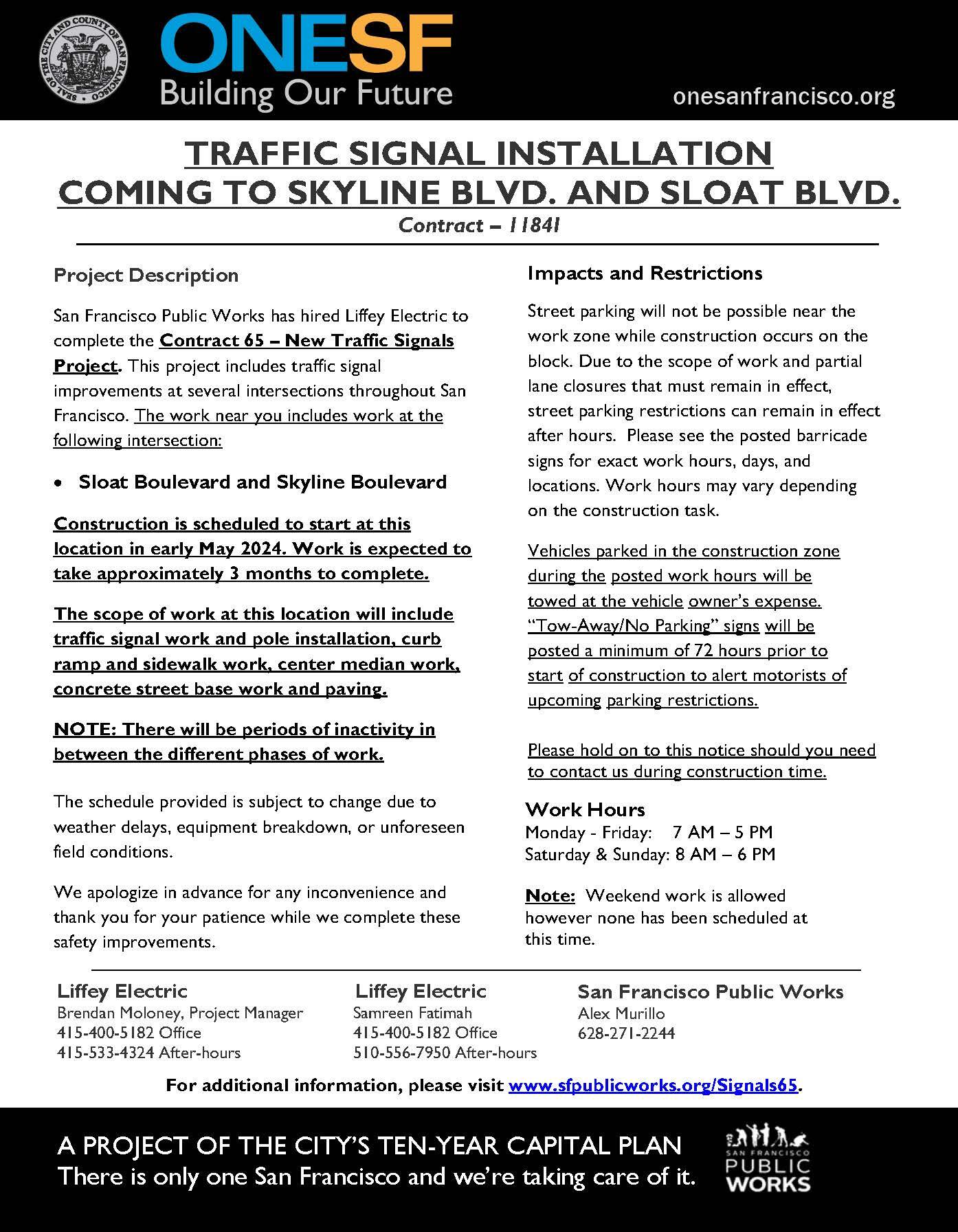 San Francisco Public Works has hired Liffey Electric to complete the ...