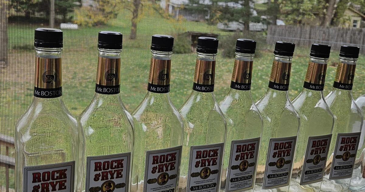 FREE Glass Mr. Boston Rock And Rye Bottles And Coffee Cans With Lids ...